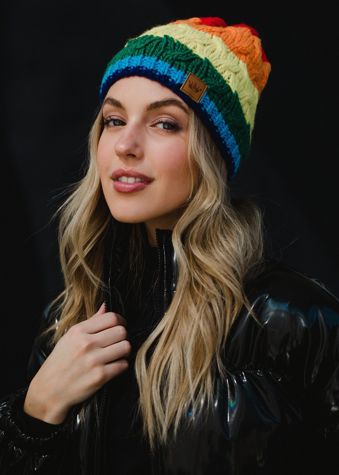 Classic Rainbow Stripe Beanie Rainbow Winter Hat Striped Beanie Trendy ...
