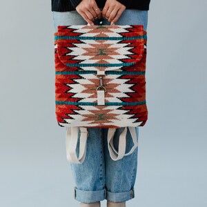 Red, Orange & White Aztec Backpack Aztec Inspired Backpack Women's ...