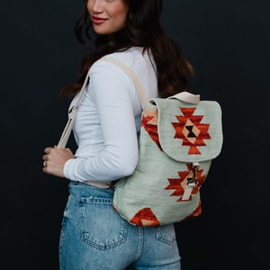 Mint & Multicolored Aztec Backpack Aztec Inspired Backpack Summer ...