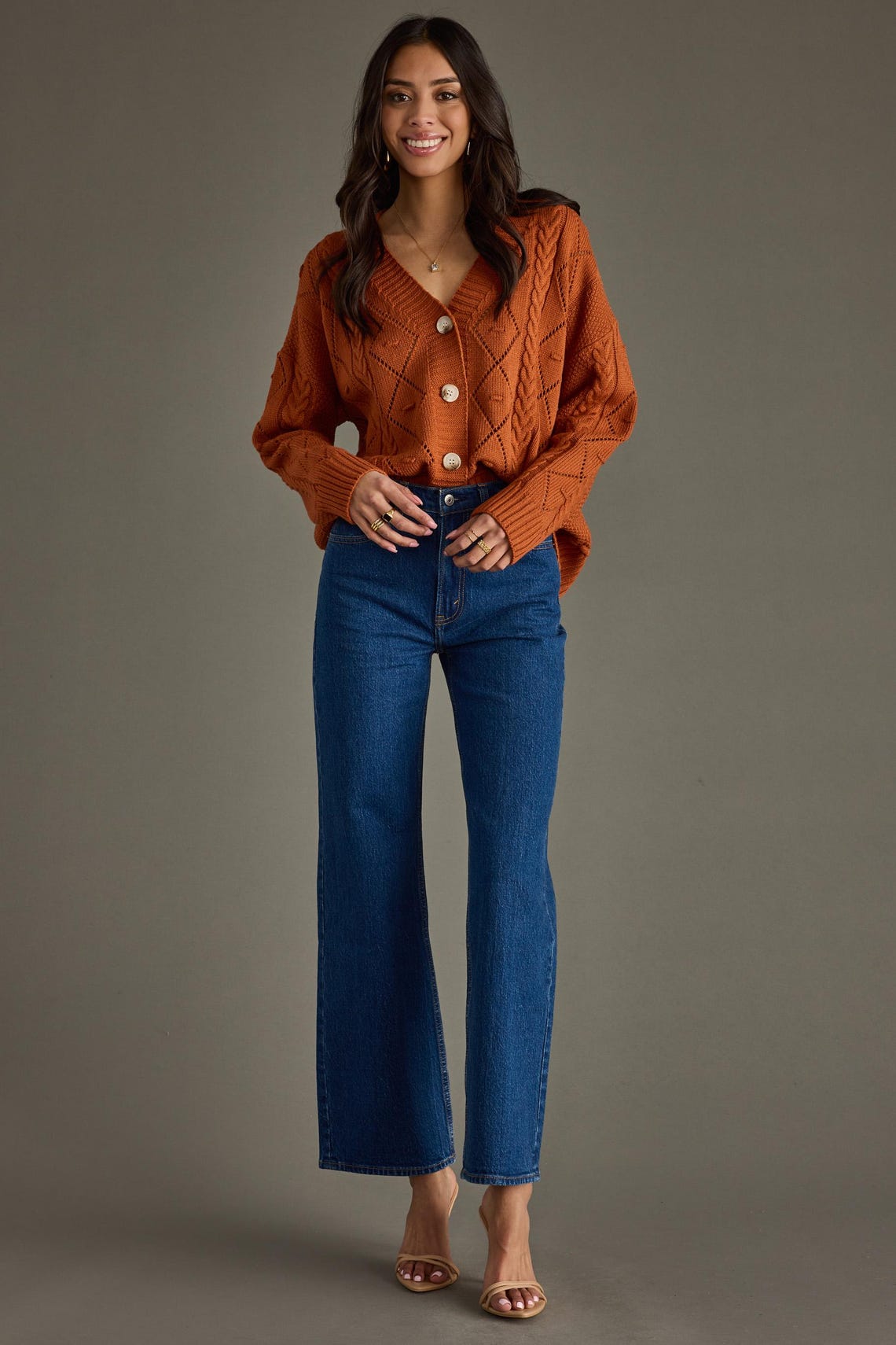 Rust Knit Cardigan | Women's Button up Sweater - Etsy