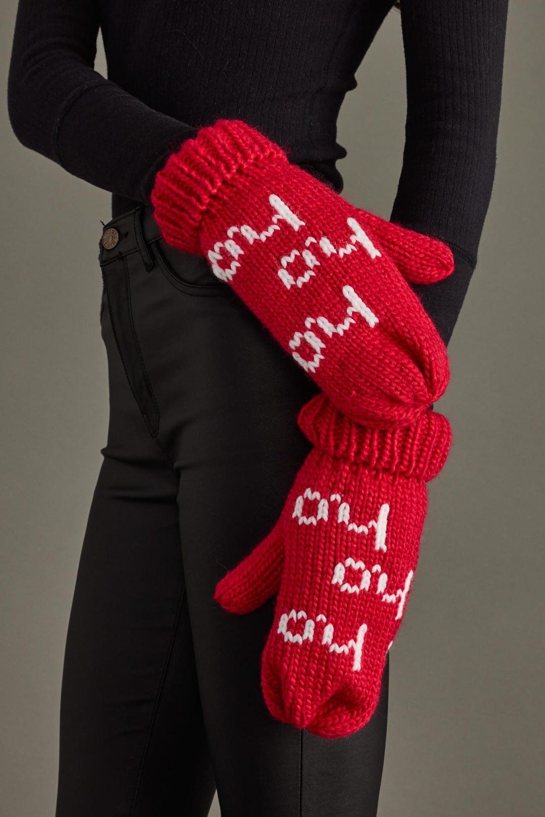 Red & White Ho Ho Ho Mittens | Fleece Lined Mittens | Women's Mittens ...