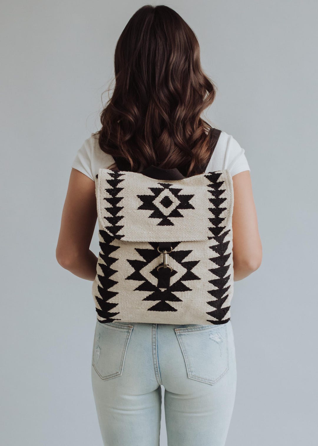 Cream and Black Western Backpack | Western-inspired Backpack | Aztec ...