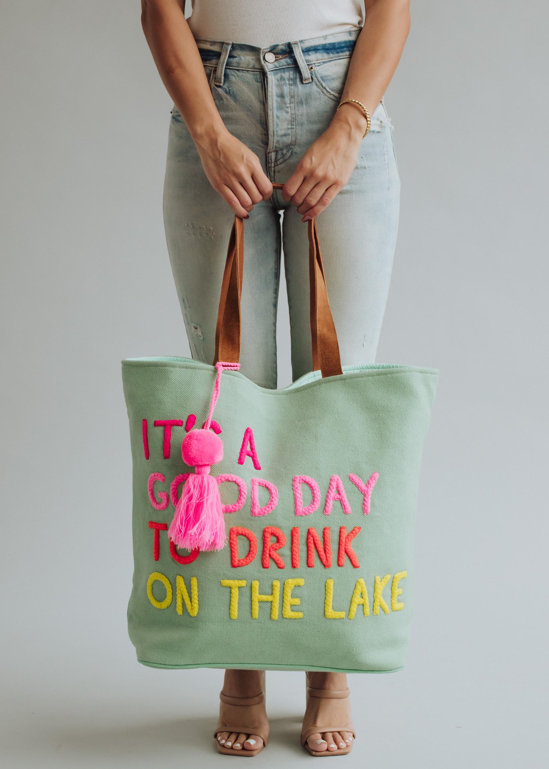 Mint Drink on the Lake Tote | Cabin Tote - Etsy