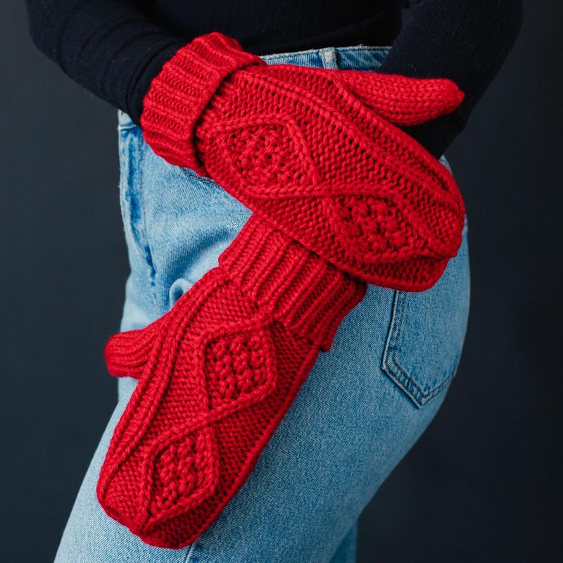 Red Mittens - Etsy