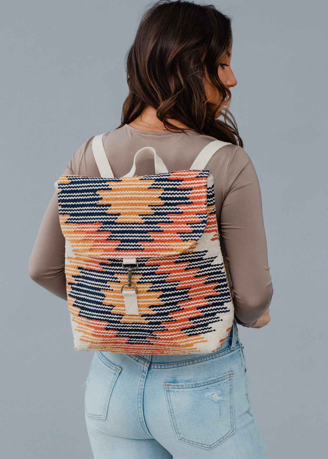Cream & Multicolored Western Backpack | Colorful Backpack | Summer ...