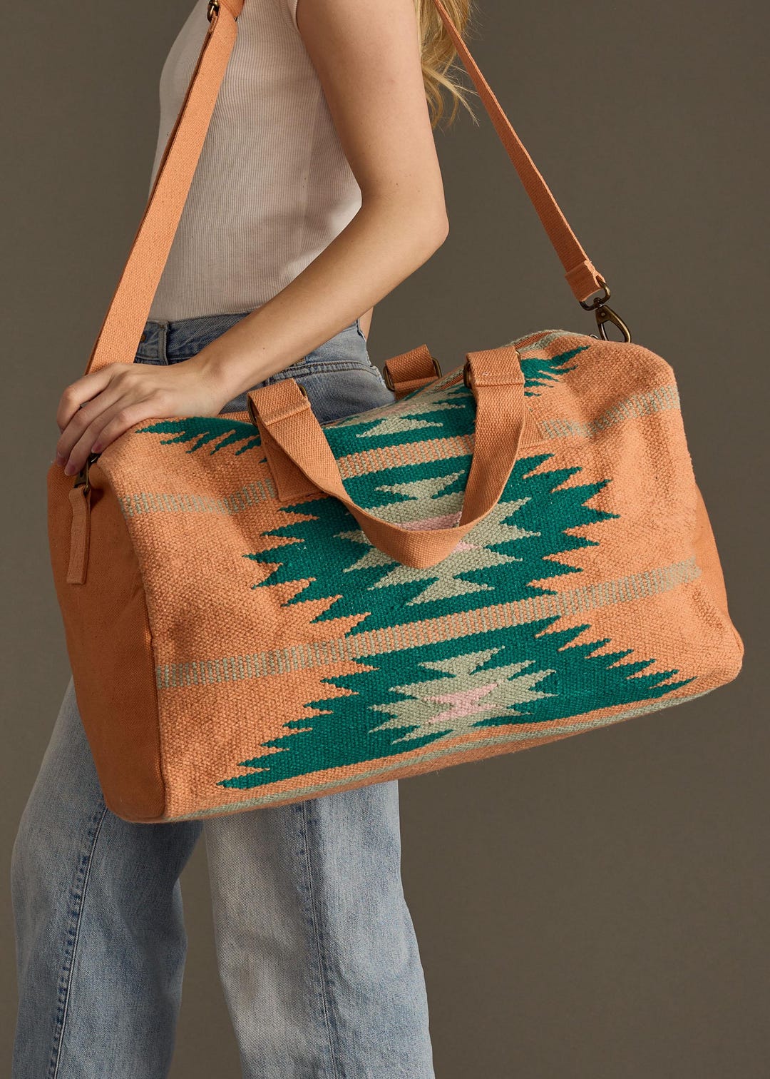 Orange, Green & Pink Western Duffel | Western Inspired Duffel Bag ...