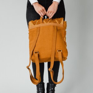 Mustard Diamond Pattern Backpack | Textured Backpack | Statement ...