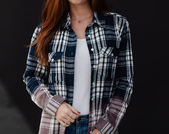 Gray, Camel & White Plaid Flannel Fall Flannel Fall Button up Women's ...