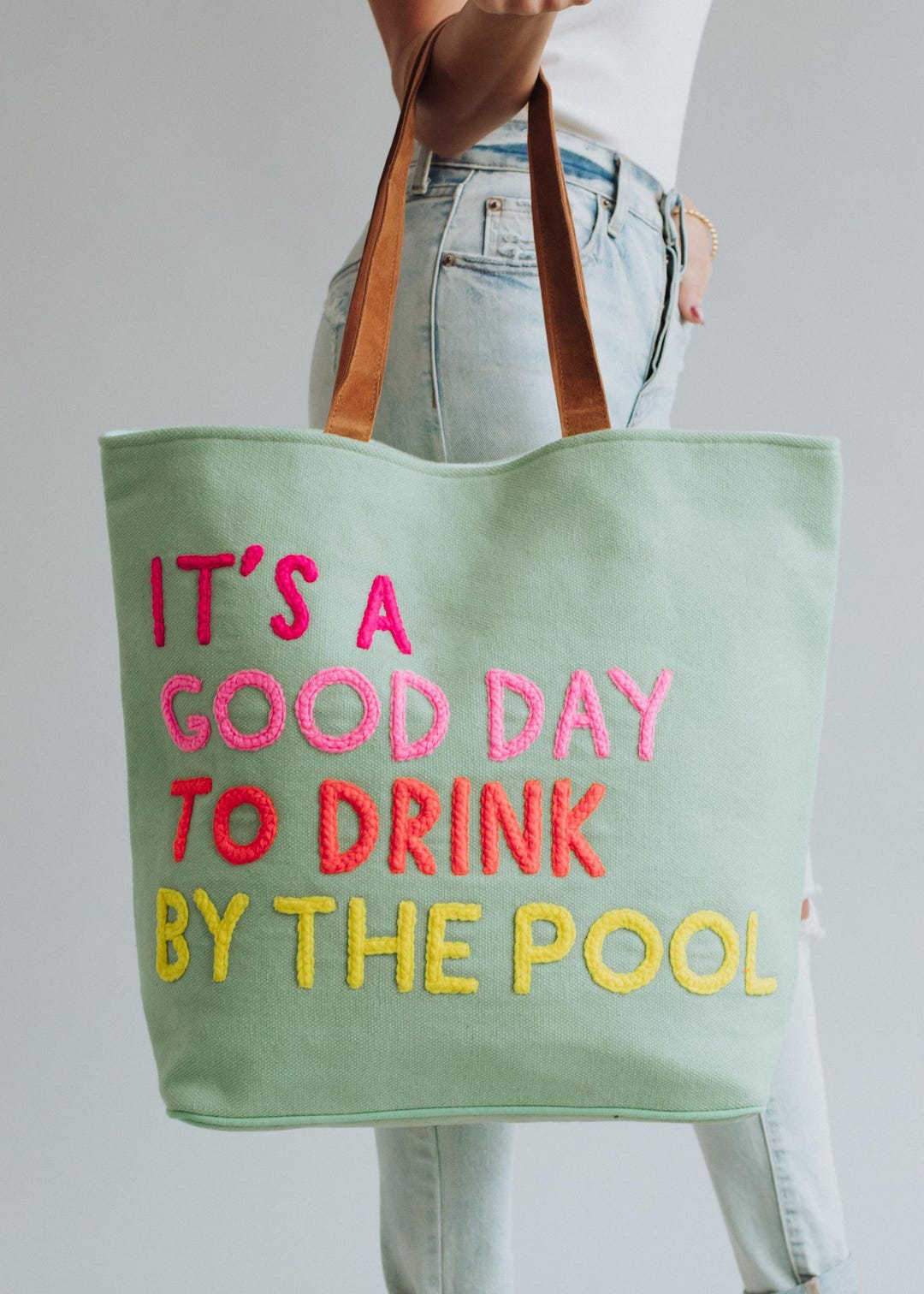 Mint Drink by the Pool Tote | Vacation Tote Bag - Etsy