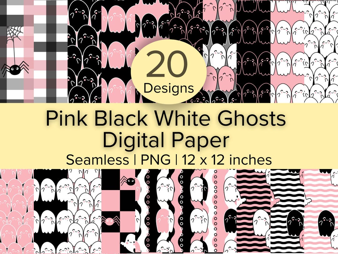Pink Halloween Digital Paper Pack, Cute Ghost, 12 X12 Inches PNG ...