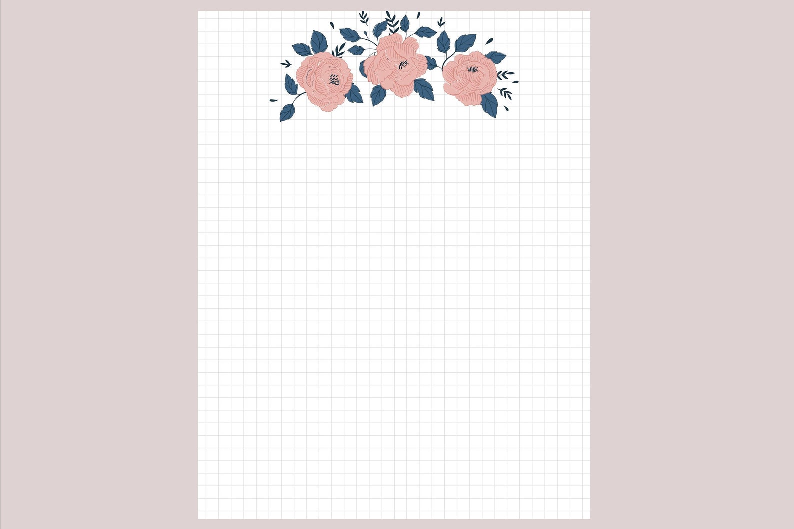 Floral Stationery: Blue Flower Printable Letter Paper (digital Download ...