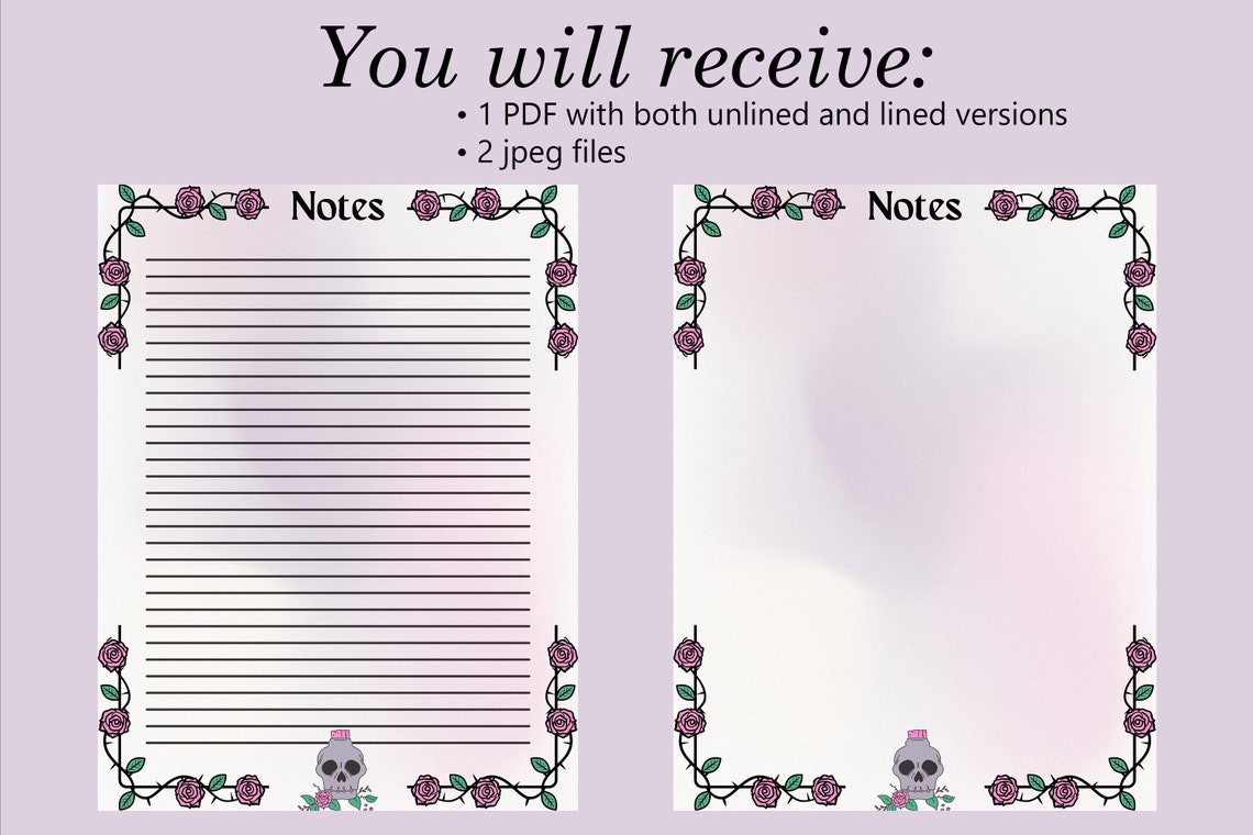 Floral, Printable Stationery, Instant Download, Digital Download, Pink ...