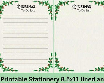 Christmas Printable Stationery, Digital Download, Letter Paper, Letter ...
