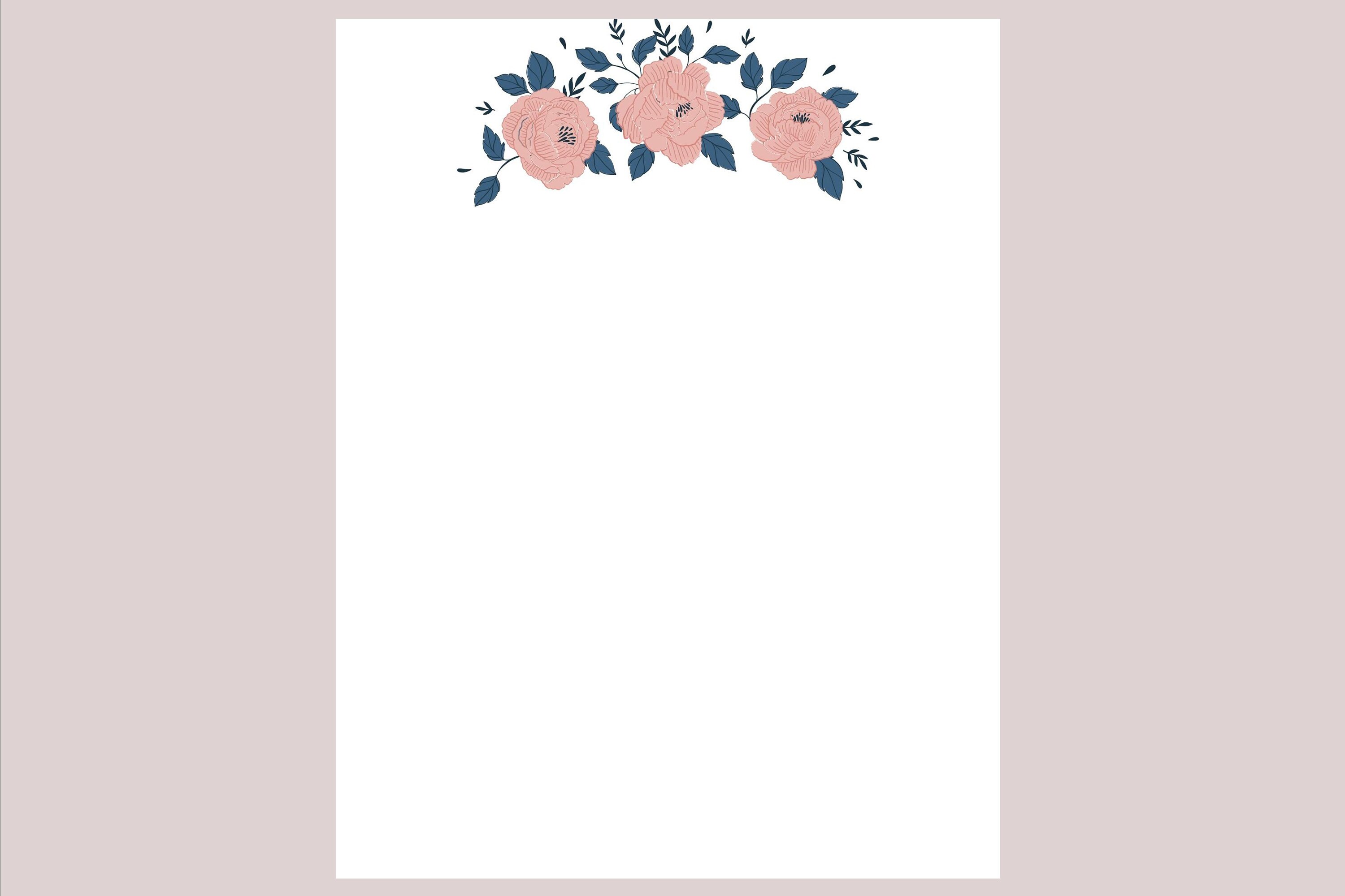 Floral Stationery: Blue Flower Printable Letter Paper (digital Download ...