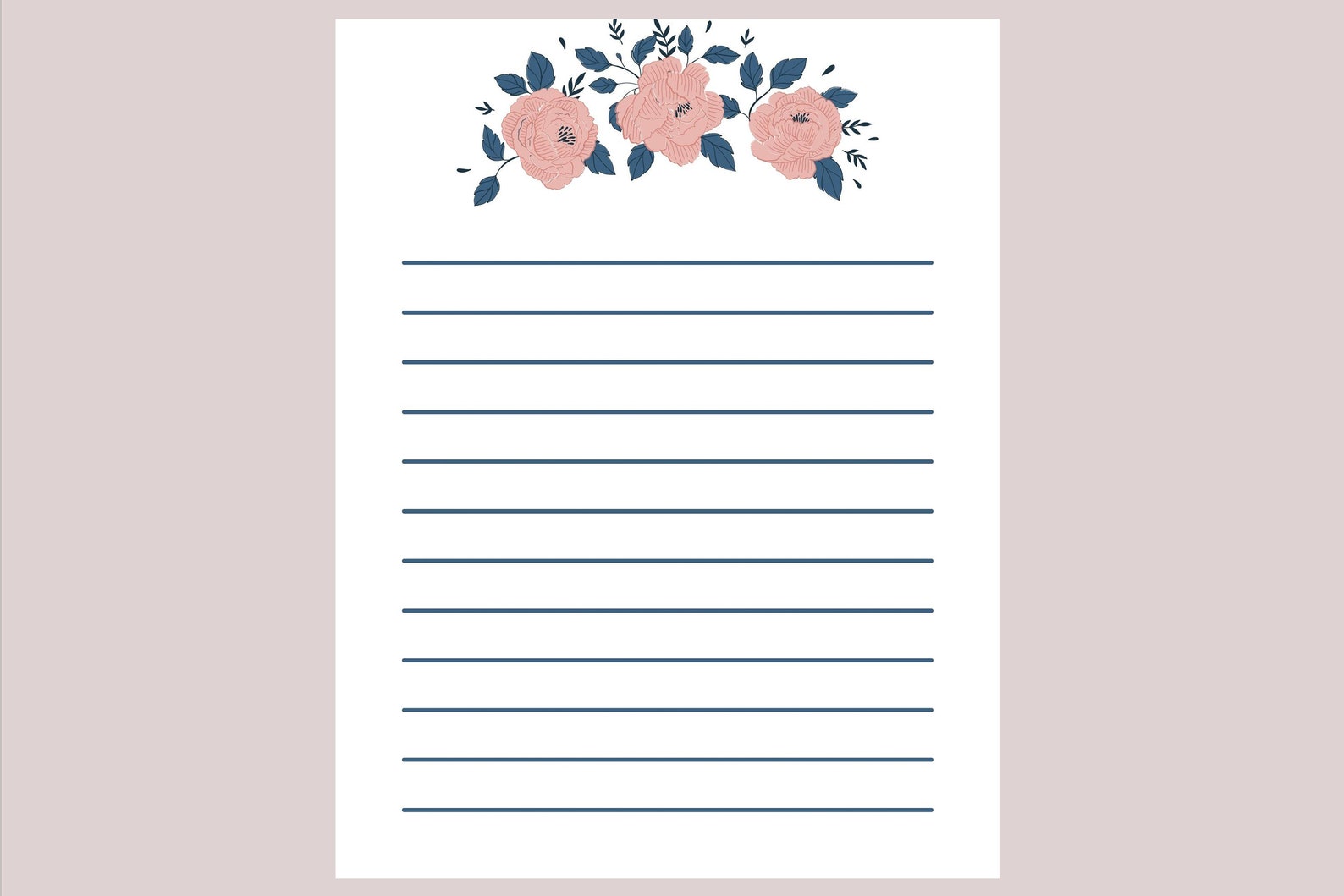 Floral Printable Stationery, Letter Paper, Blue Flower Printable Notes ...