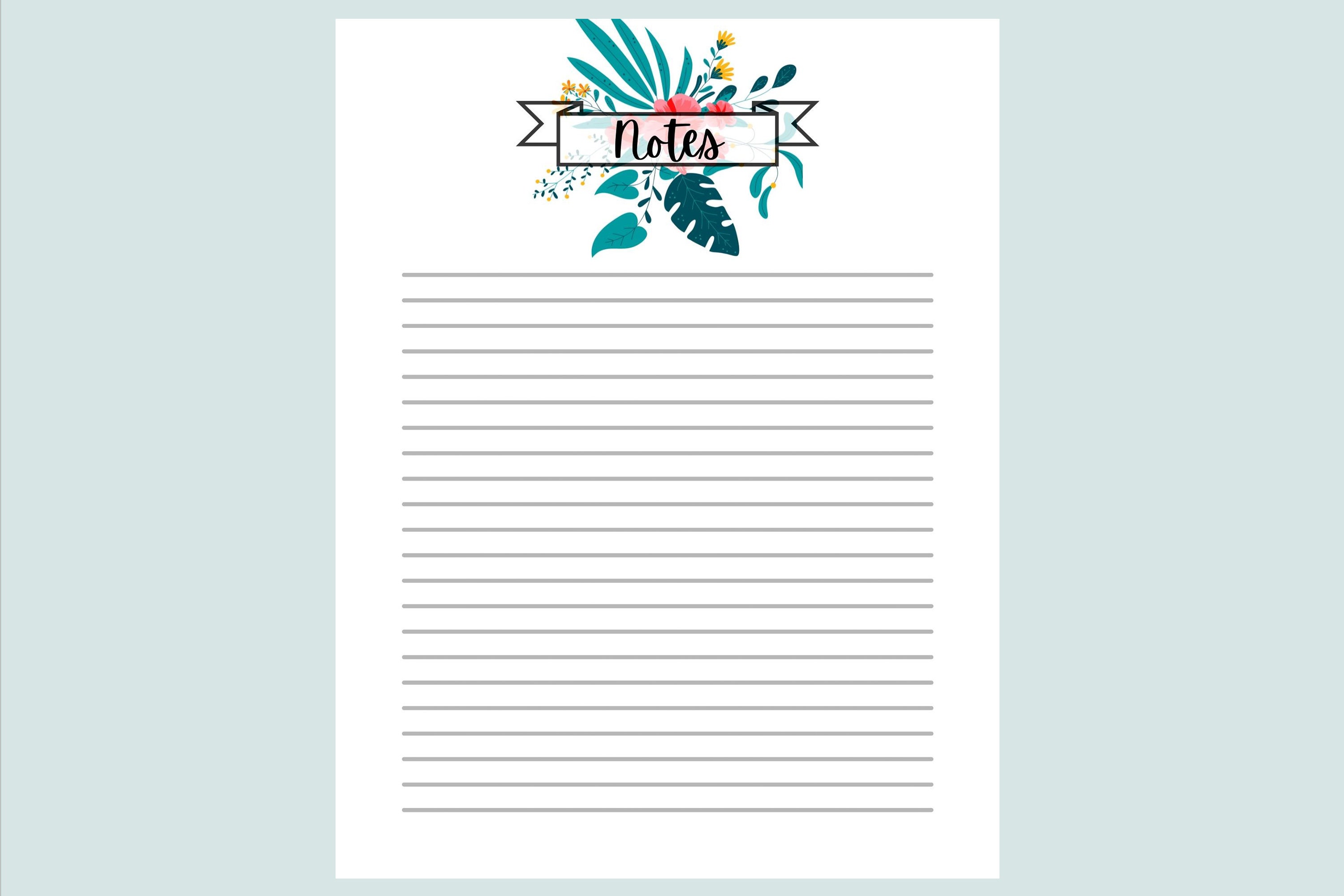 Flower Notes, Printable Stationery, Instant Download, Printable Note ...