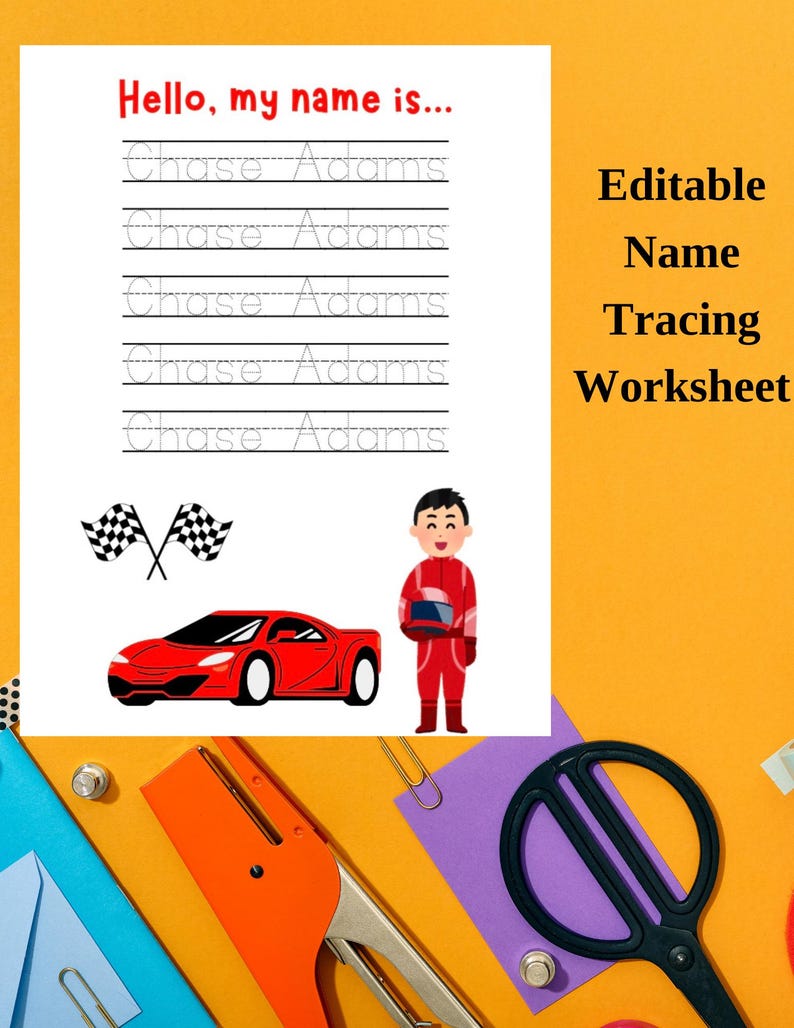 Editable Name Tracing Worksheet Customizable Name Practice Sheet Preschool & Kindergarten ...