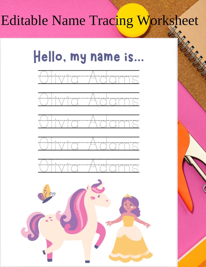 Editable Name Tracing Worksheet Customizable Name Practice Sheet ...