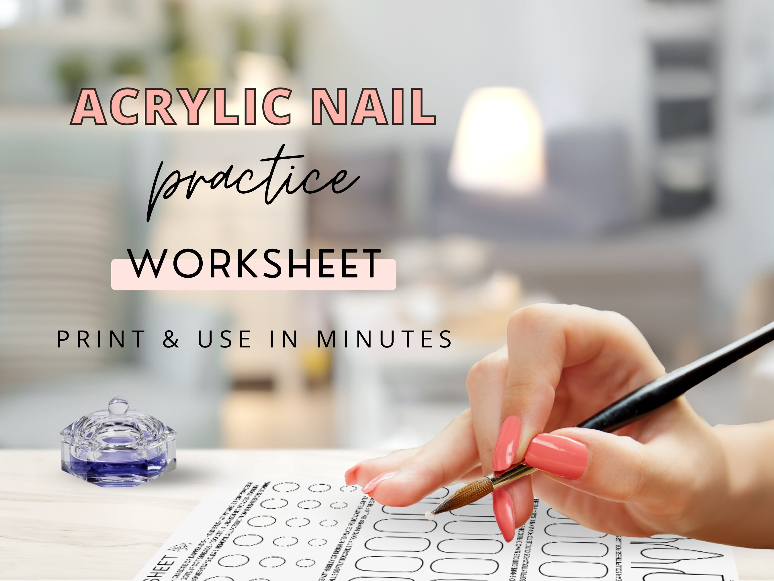 Acrylic Practice Sheet, Nail Liquid & Powder Workbook, Acrylic Mix ...