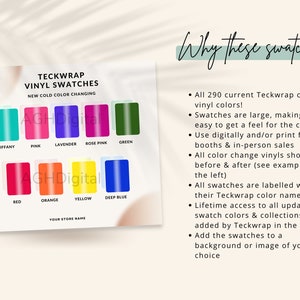 UPDATED 11/22 Teckwrap Color Chart, Teckwrap Vinyl Color Chart, Canva ...