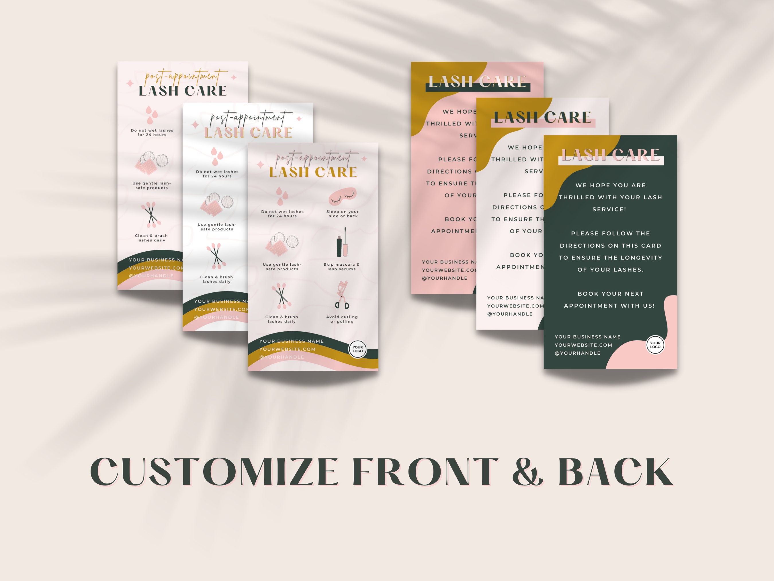 Lash Aftercare Card Template, Editable Lash Instruction Card, Eyelash ...