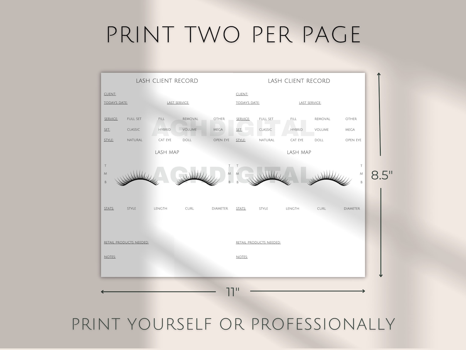 Lash Client Profile Lash Business Forms Lash Mapping - Etsy