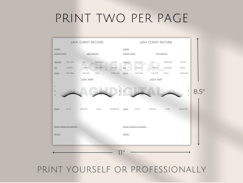 Lash Client Profile, Lash Business Forms, Lash Mapping, Eyelash ...