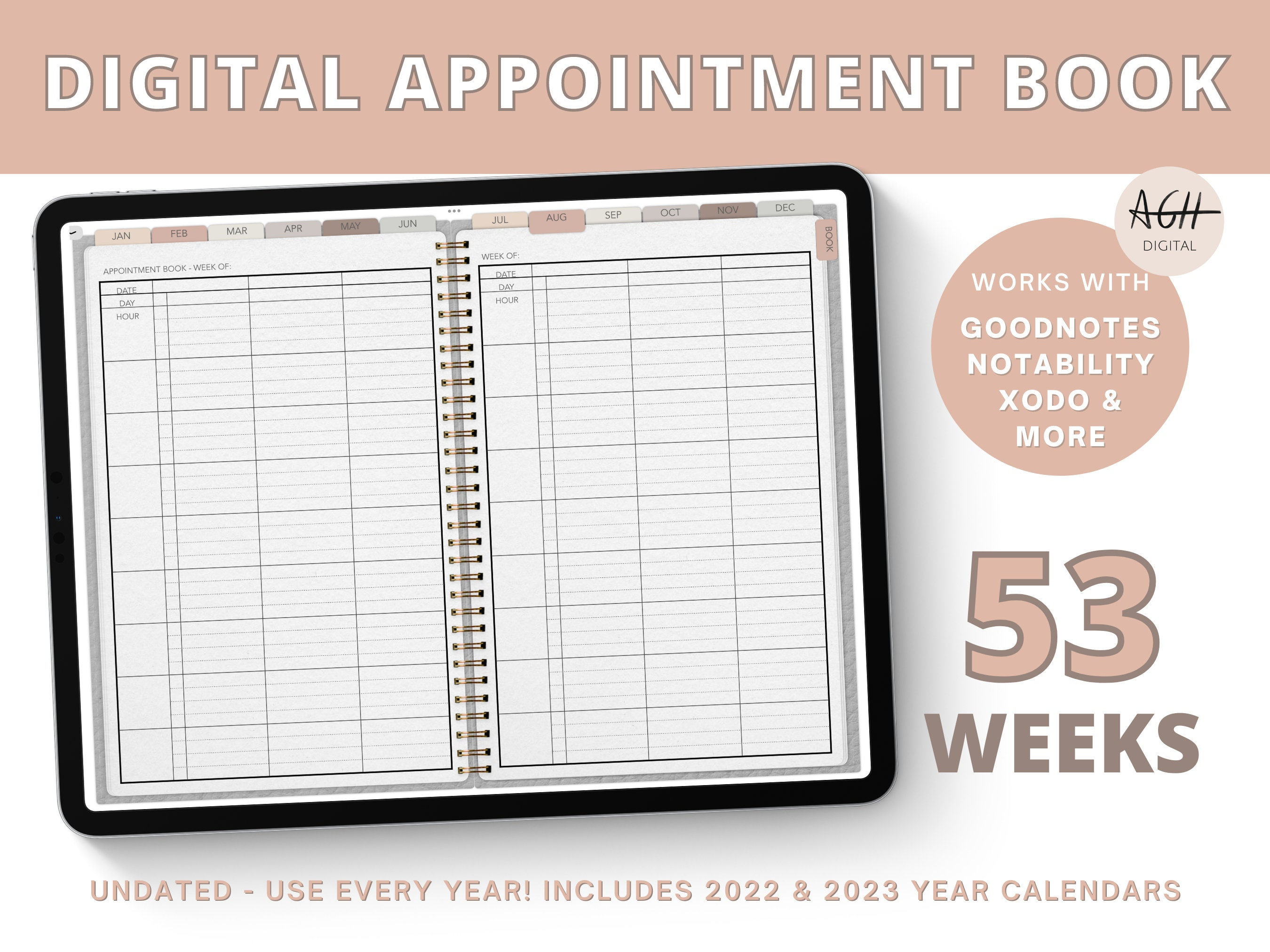 Salon Appointment Book, Digital Appointment Book, Goodnotes, iPad ...