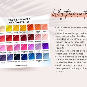 SISER 232 Swatch Vinyl Color Chart, HTV Vinyl Color Chart, Craft Vinyl ...
