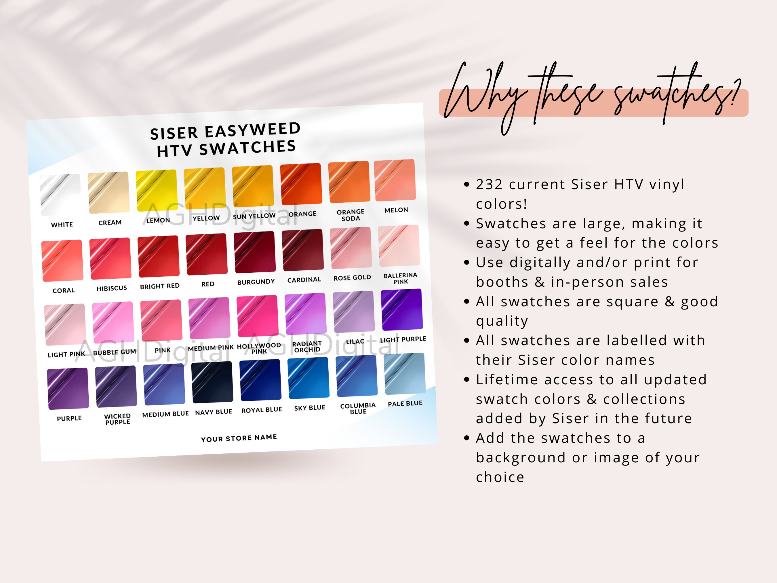 SISER 232 Swatch Vinyl Color Chart, HTV Vinyl Color Chart, Craft Vinyl ...