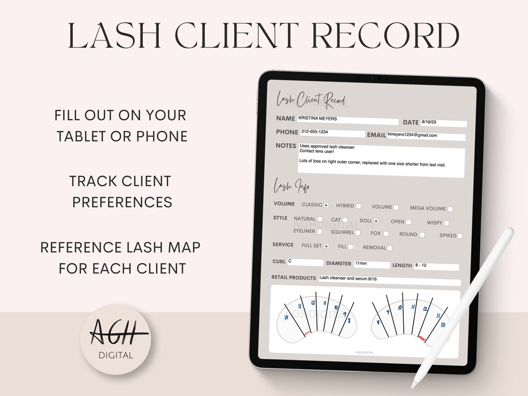 Lash Client Profile, Editable Lash Business Forms, Lash Map, Eyelash ...