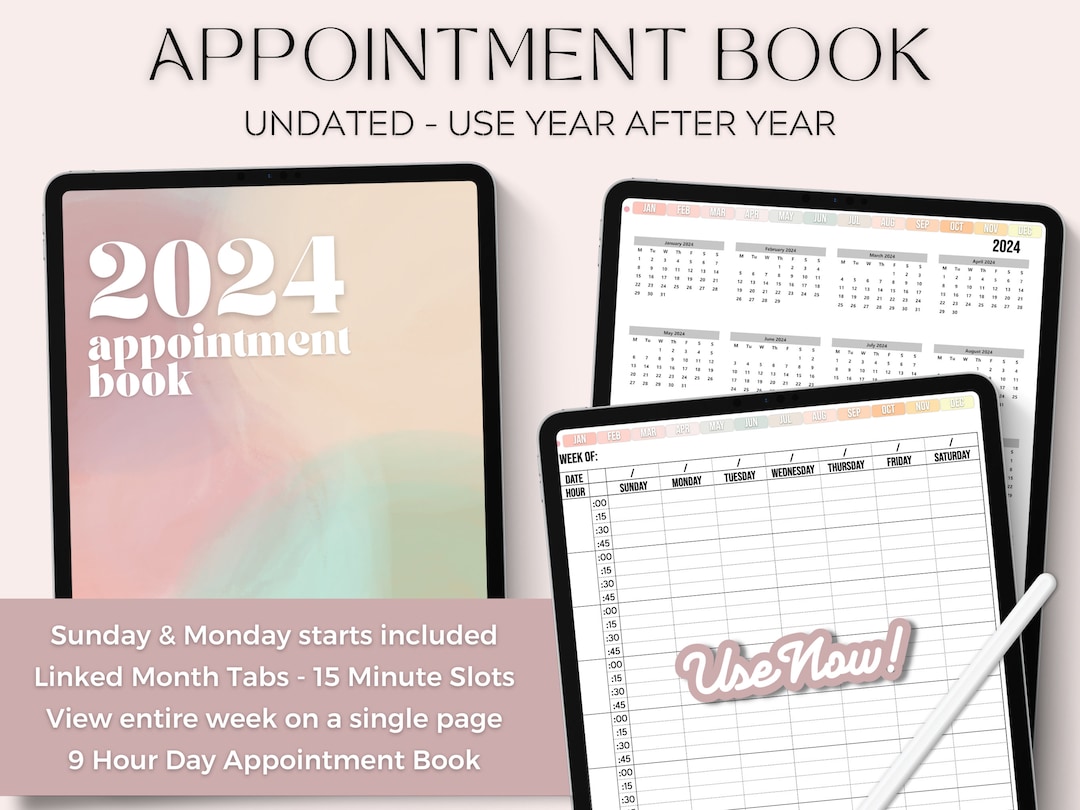 Appointment Book, Undated Digital Appt Book, Salon Appointment Book ...