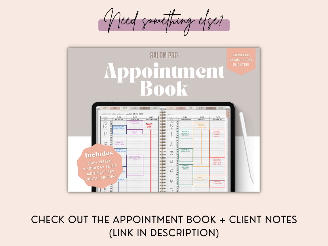 Digital Appointment Book, Salon Appointment Book, Goodnotes, iPad ...