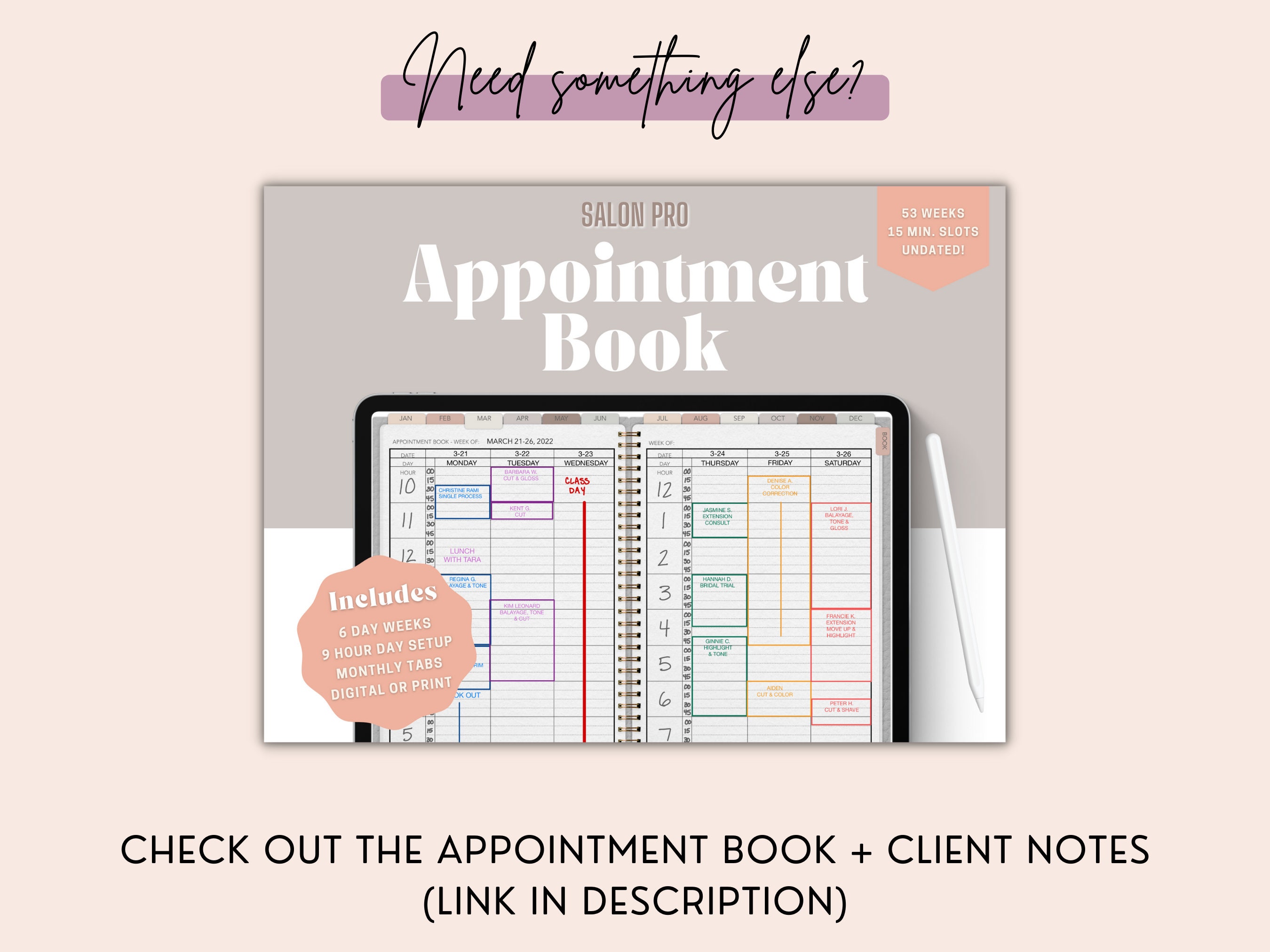 Digital Appointment Book, Salon Appointment Book, Goodnotes, iPad ...