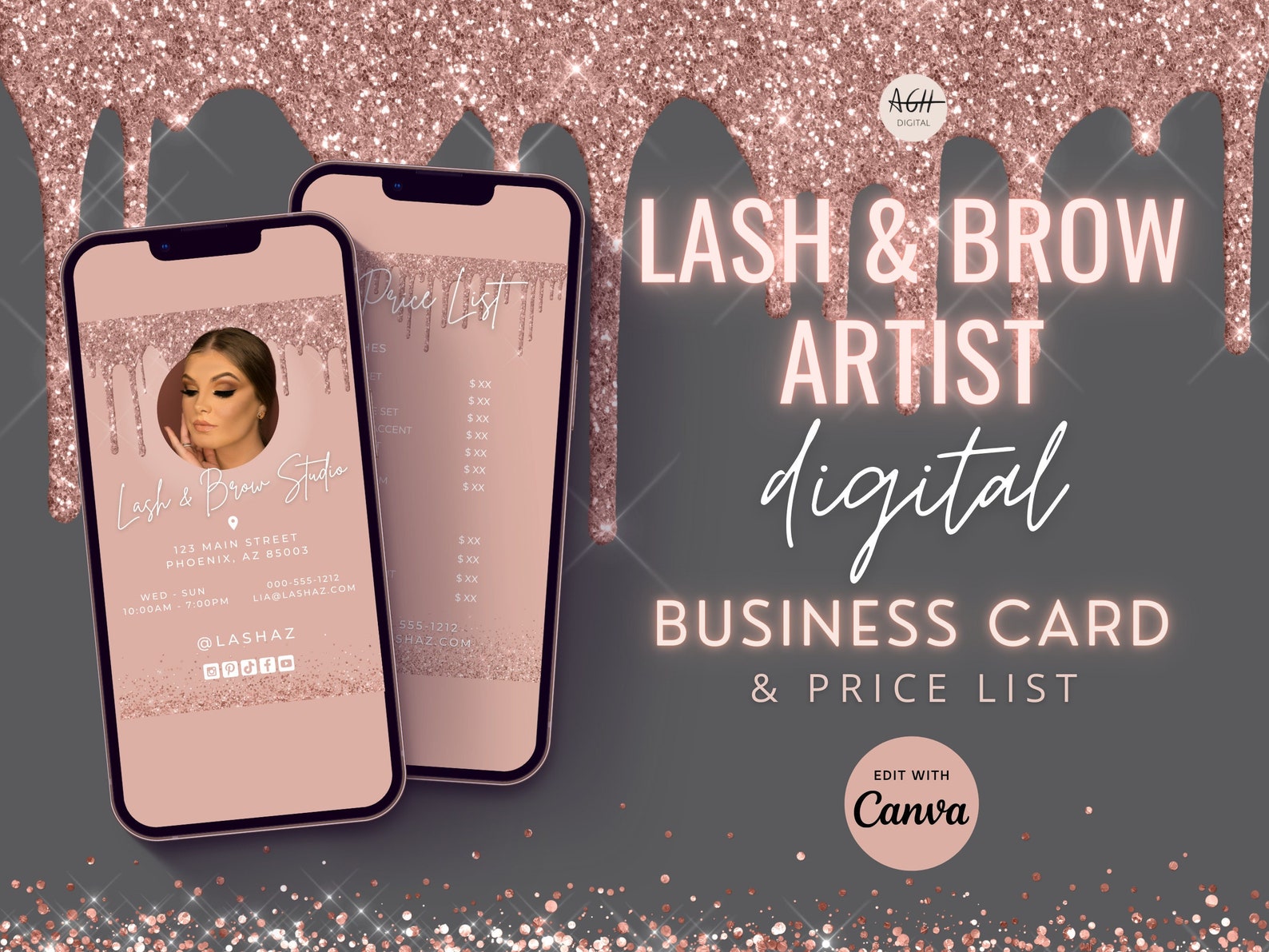 Lash & Brow Business Card, Esthetician Digital Business Card, Brow ...