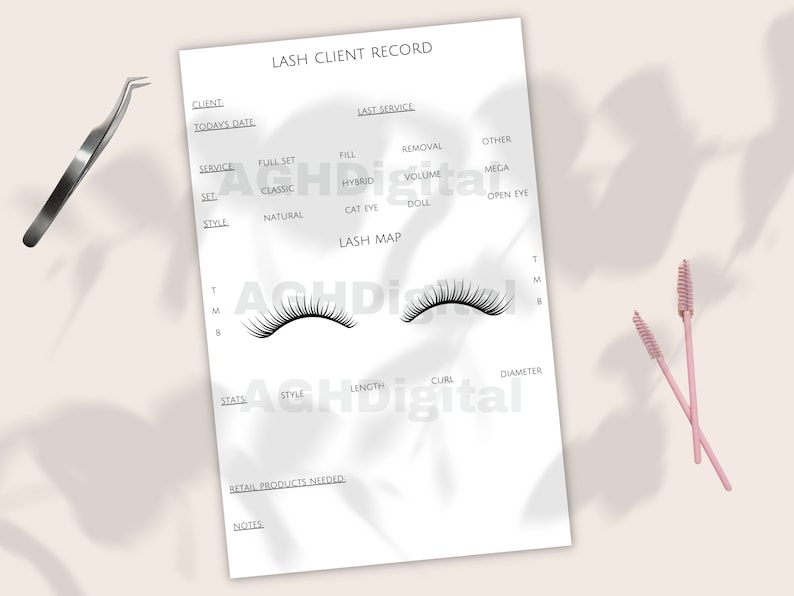 Lash Client Profile, Lash Business Forms, Lash Mapping, Eyelash ...