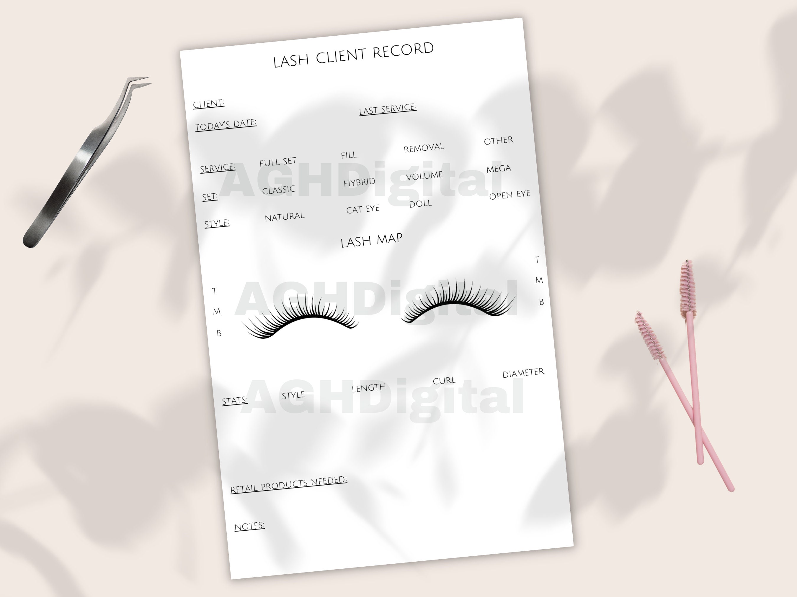 Lash Client Profile, Lash Business Forms, Lash Mapping, Eyelash ...