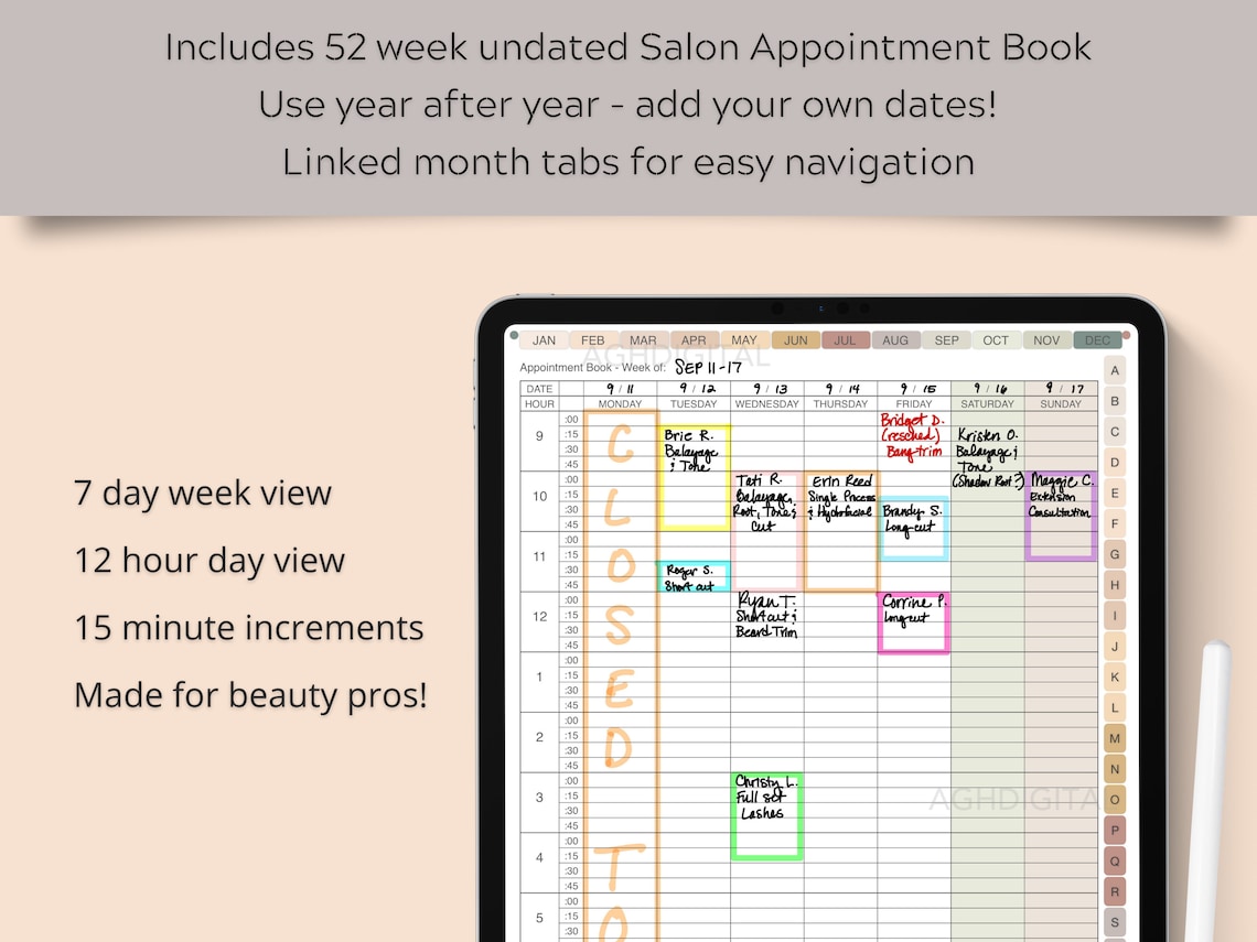 Client Record Book, Digital Client Book, Salon Appointment Book, Client ...