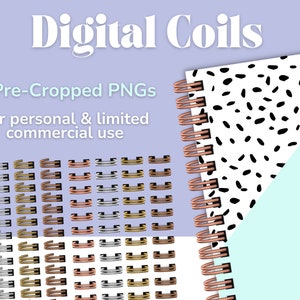 Realistic Digital Planner Coils, Spirals, Metallic Gold, Silver, Rose ...