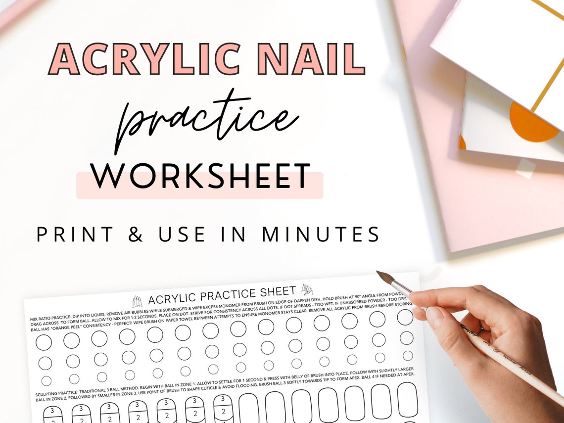 Acrylic Practice Sheet, Nail Liquid & Powder Workbook, Acrylic Mix ...