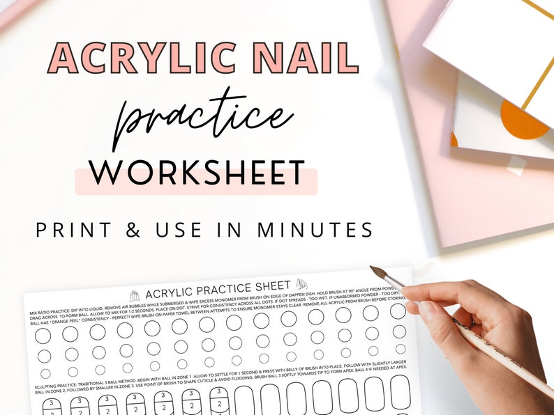 Acrylic Practice Sheet, Nail Liquid & Powder Workbook, Acrylic Mix ...