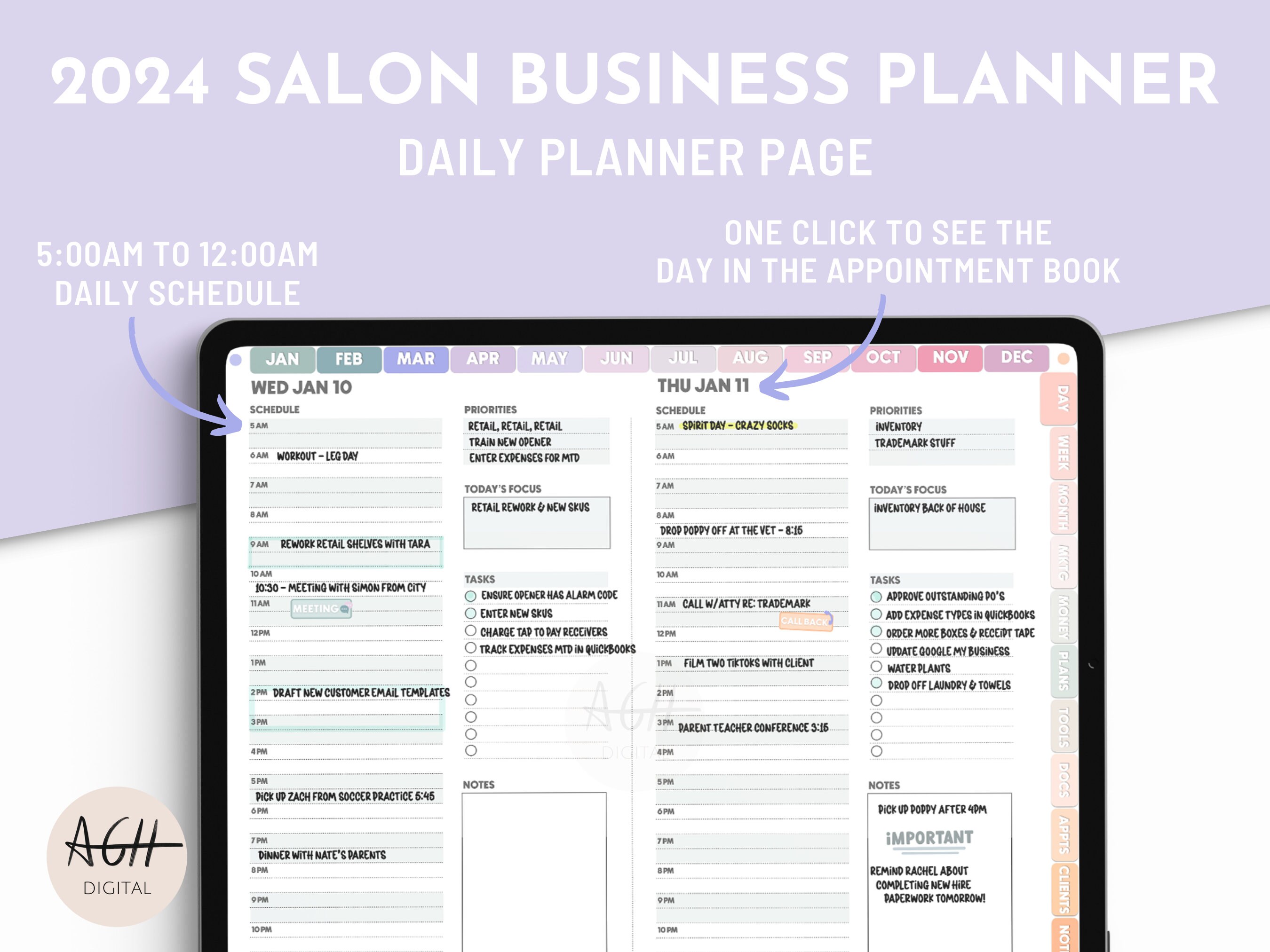 2024 Salon Business Digital Planner, Hair Stylist Planner, Nail Tech ...