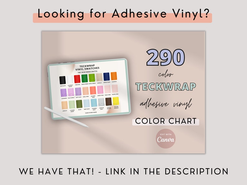 UPDATED Teckwrap HTV Color Chart Heat Transfer Vinyl Color - Etsy