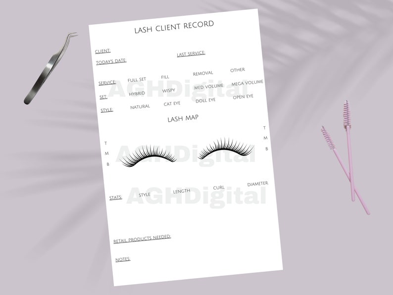 Lash Client Profile, Lash Business Forms, Lash Mapping, Eyelash ...