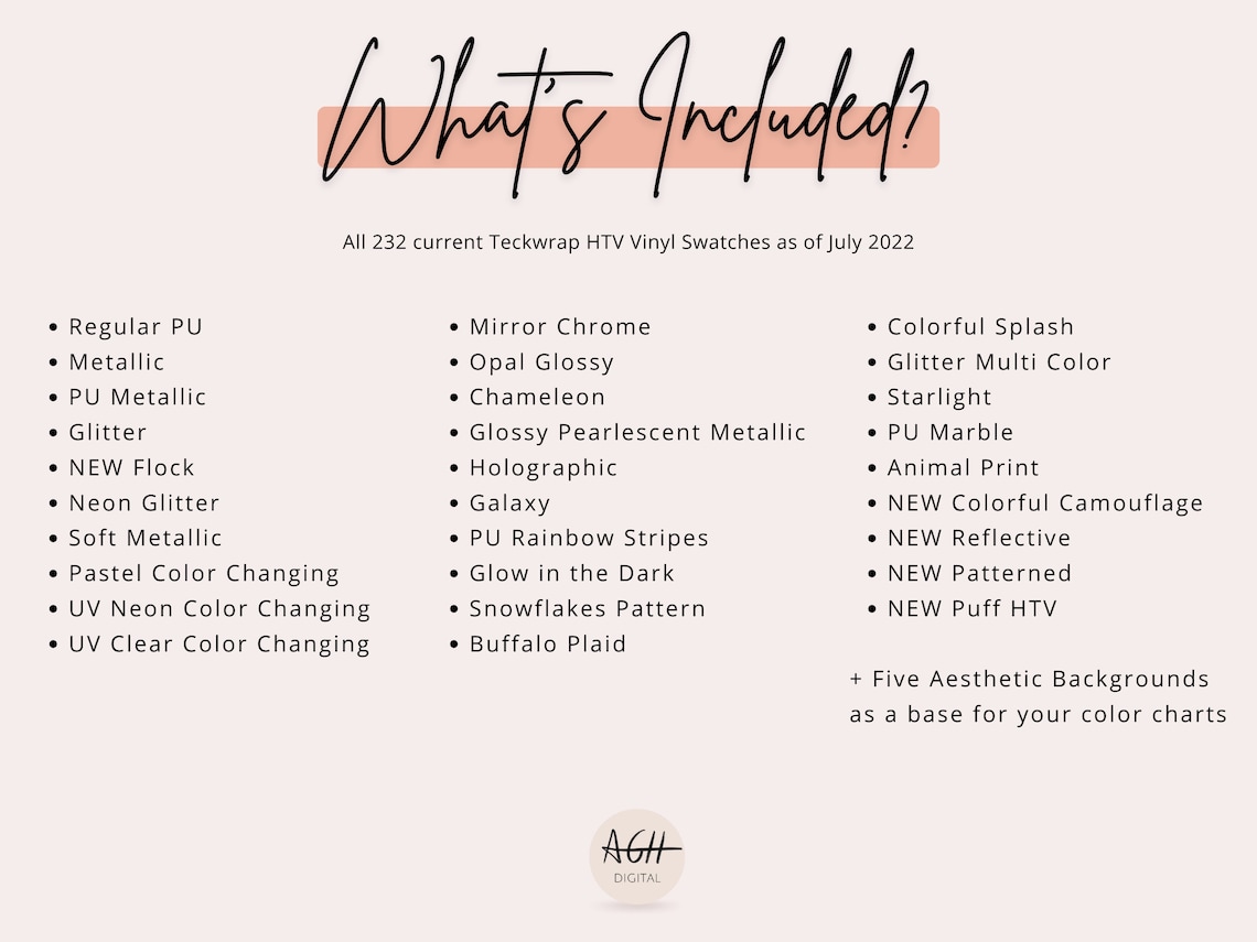 UPDATED Teckwrap HTV Color Chart, Heat Transfer Vinyl Color Chart ...