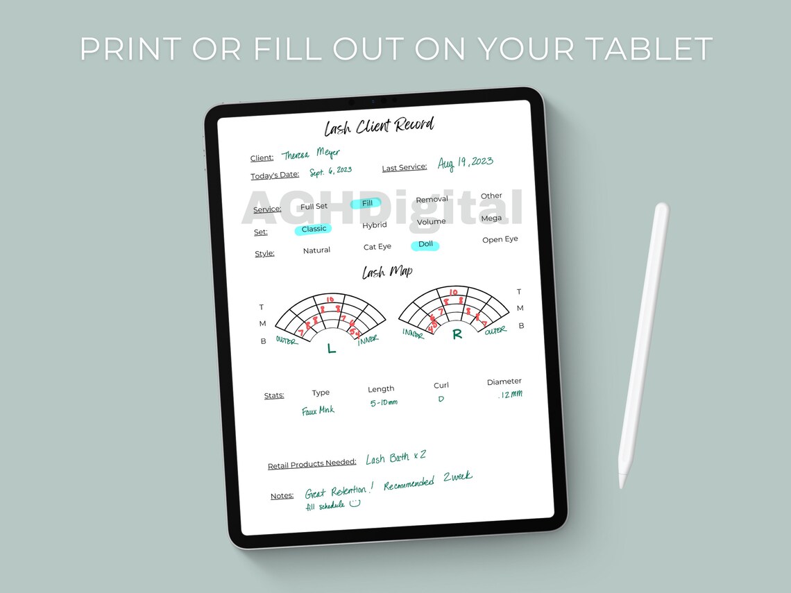 Lash Client Profile, Lash Business Forms, Lash Mapping, Eyelash ...