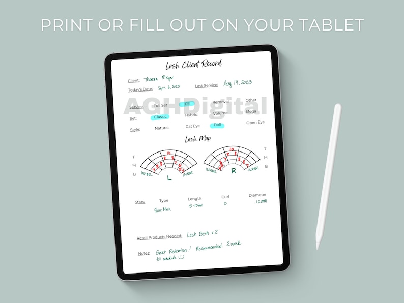 Lash Client Profile, Lash Business Forms, Lash Mapping, Eyelash ...