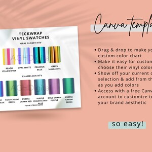 UPDATED Teckwrap HTV Color Chart, Heat Transfer Vinyl Color Chart ...
