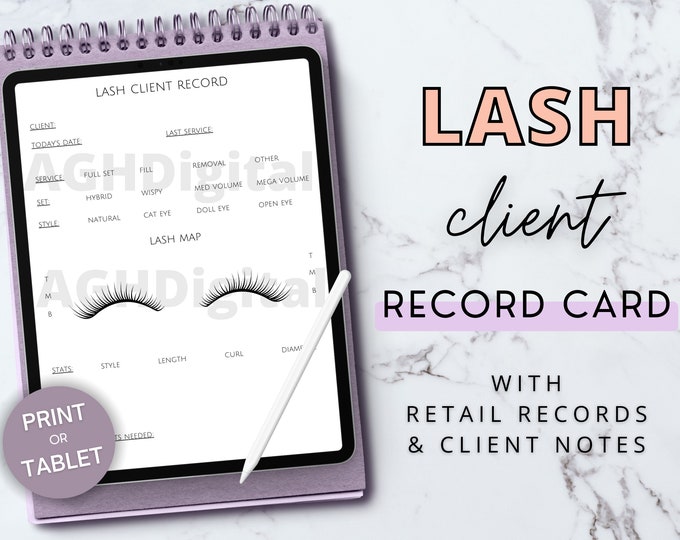 Lash Client Record Template, Editable Lash Mapping Printable Form ...