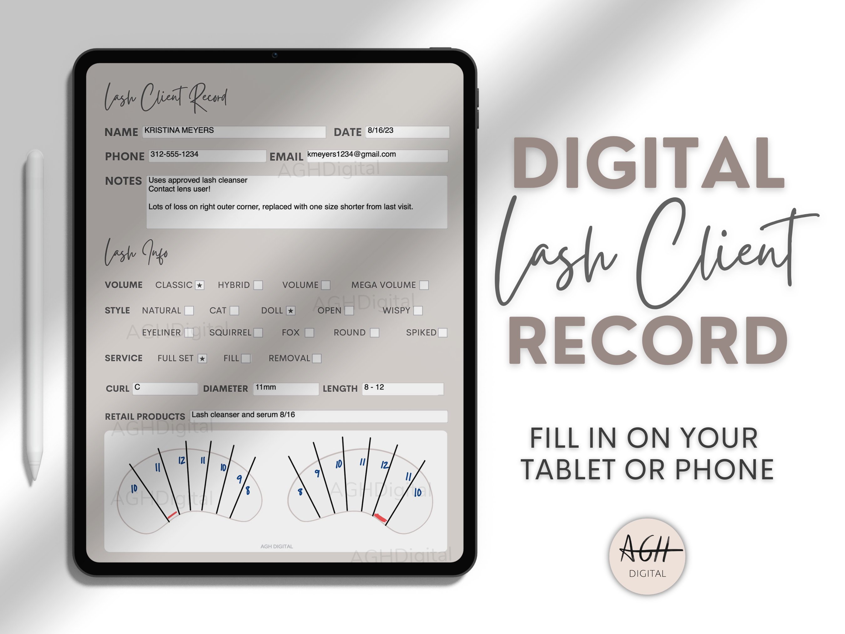 Lash Client Profile, Editable Lash Business Forms, Lash Map, Eyelash ...